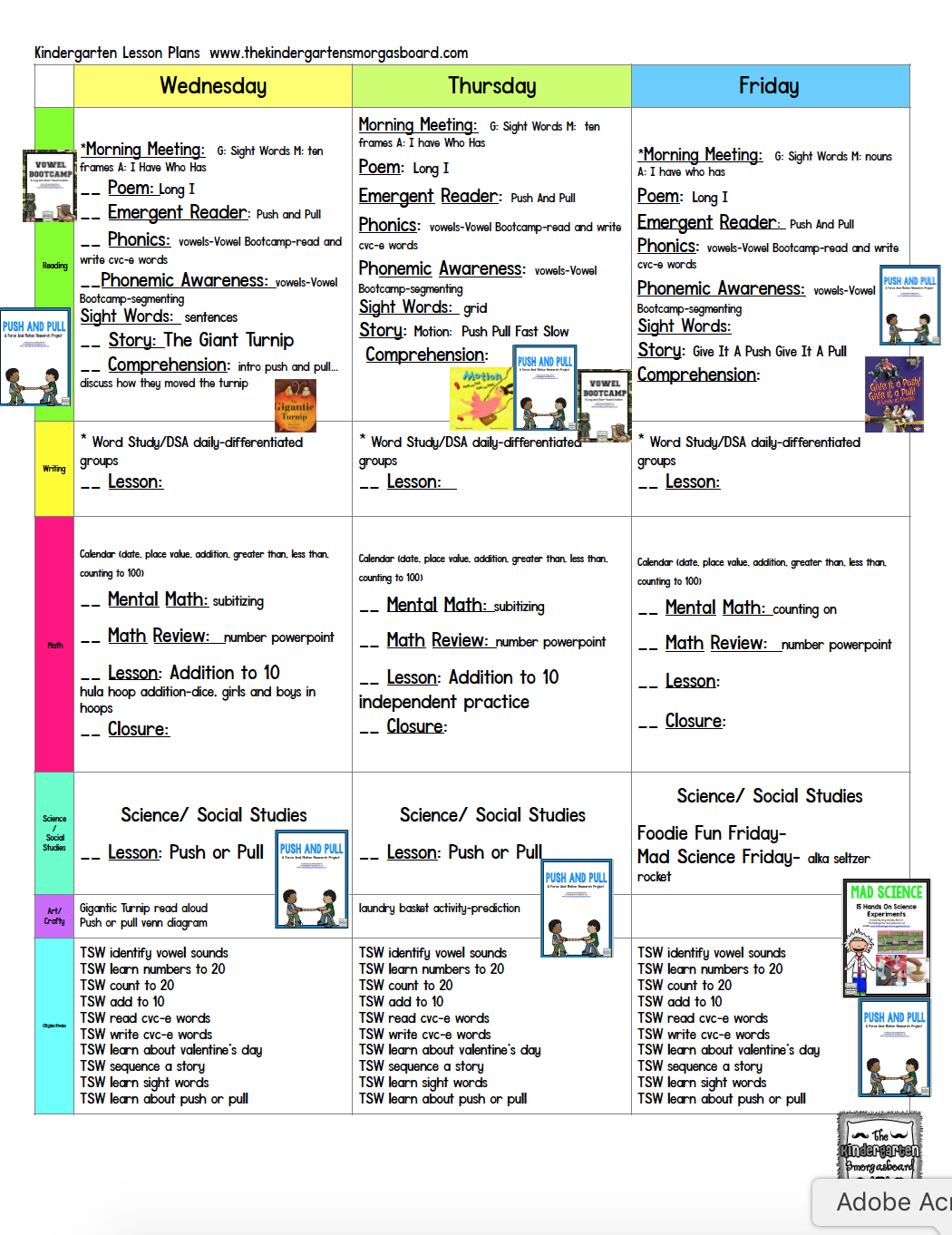Push And Pull: Schedulin’ Sunday – The Kindergarten Smorgasboard