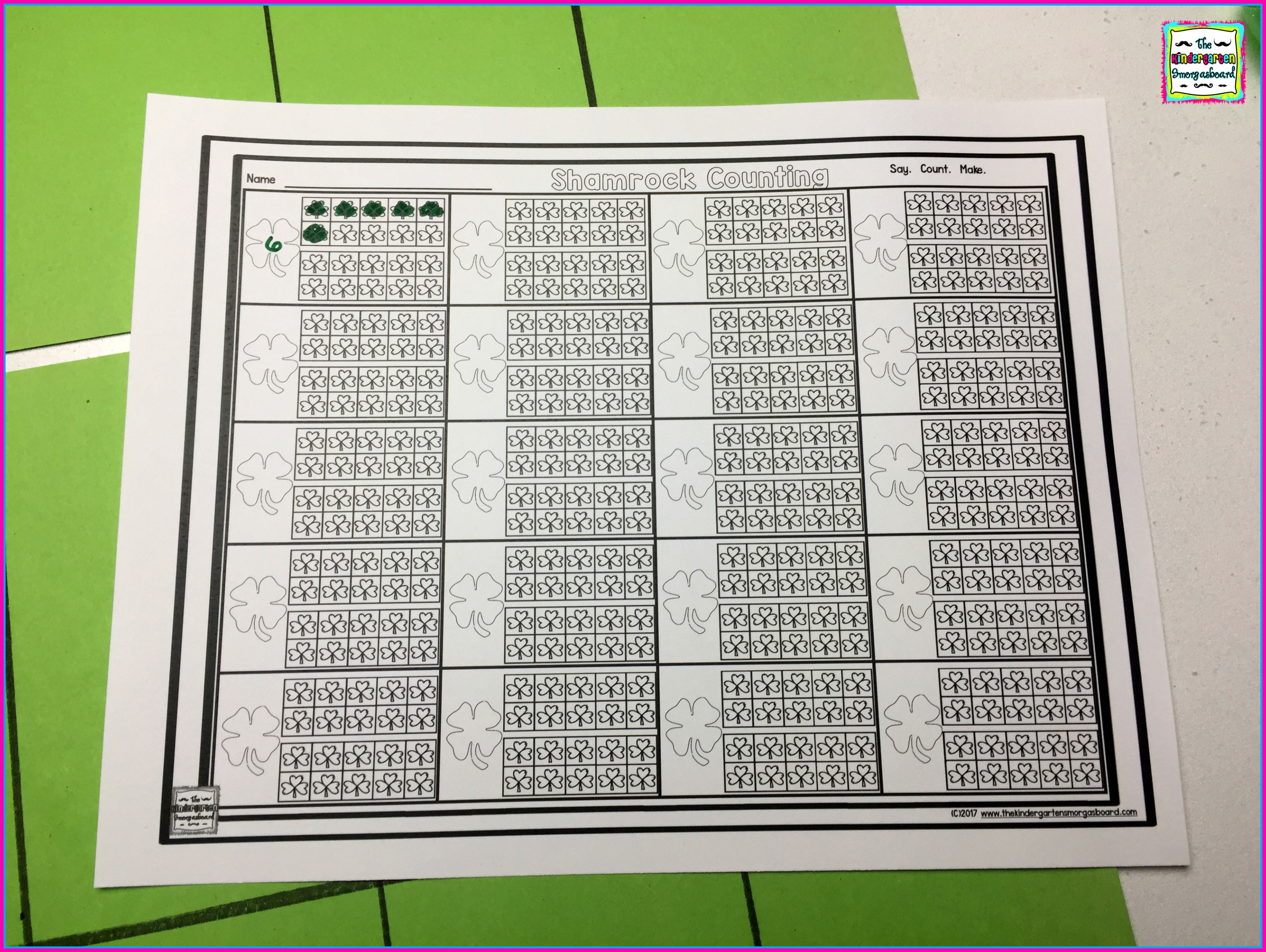 shamrock ten frame recording sheet – The Kindergarten Smorgasboard