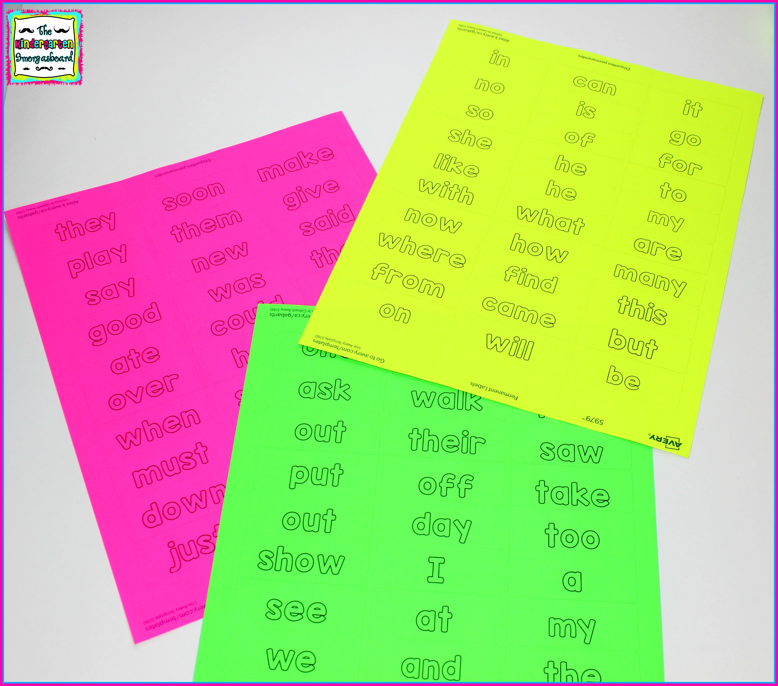 sight word egg labels – The Kindergarten Smorgasboard