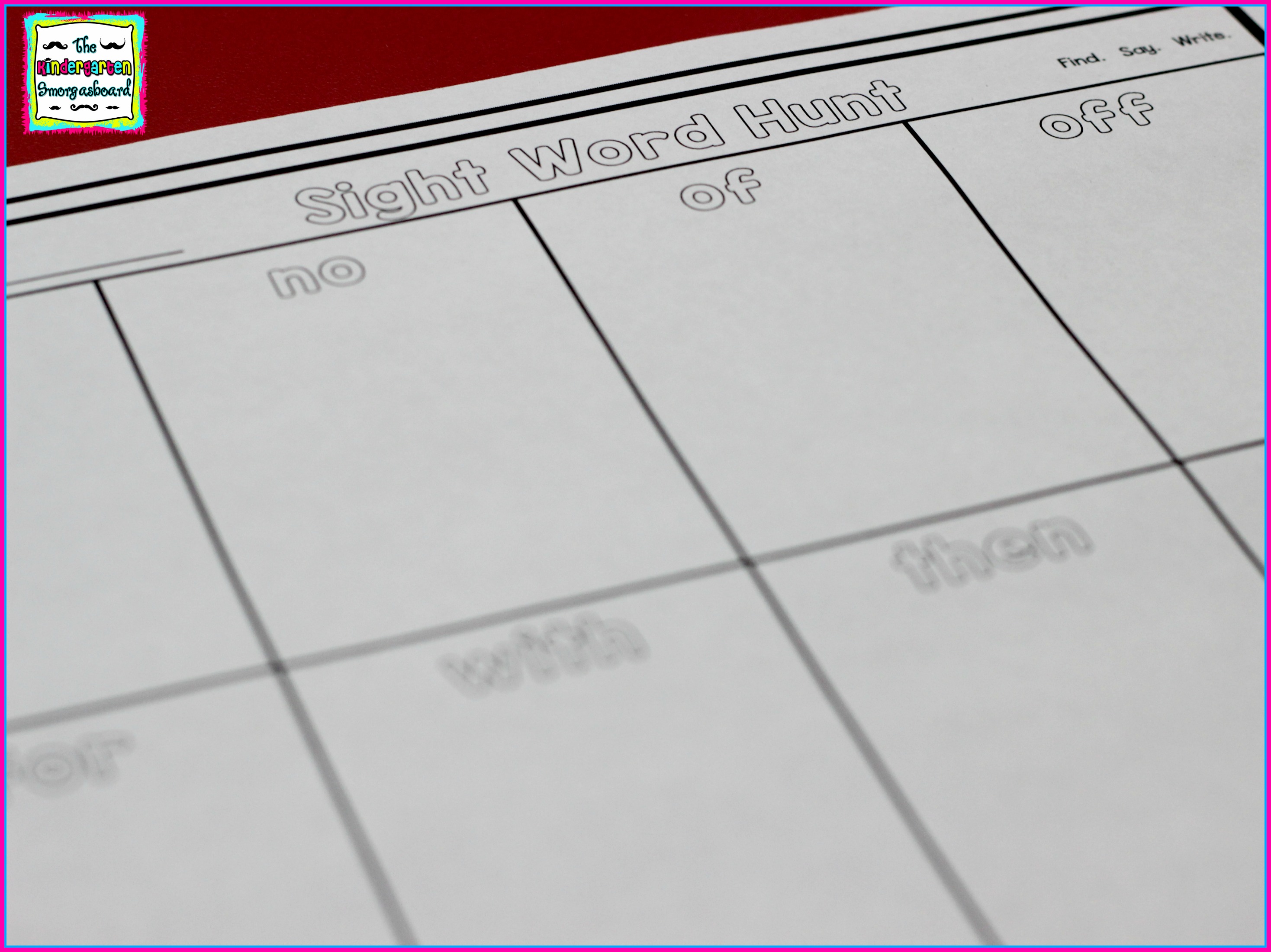 sight word hunt recording sheet – The Kindergarten Smorgasboard
