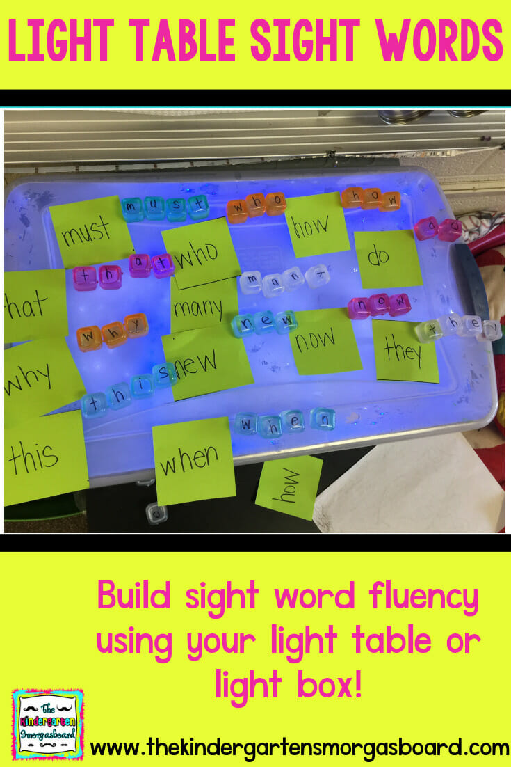 Light Table Sight Words – The Kindergarten Smorgasboard