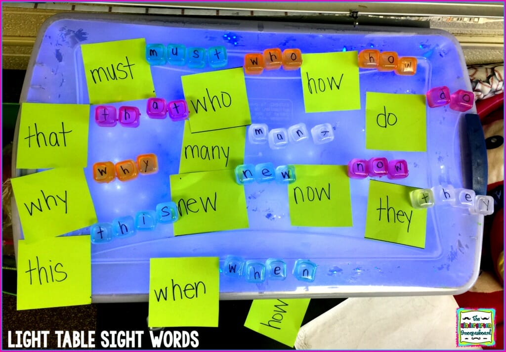 Light Table Sight Words – The Kindergarten Smorgasboard