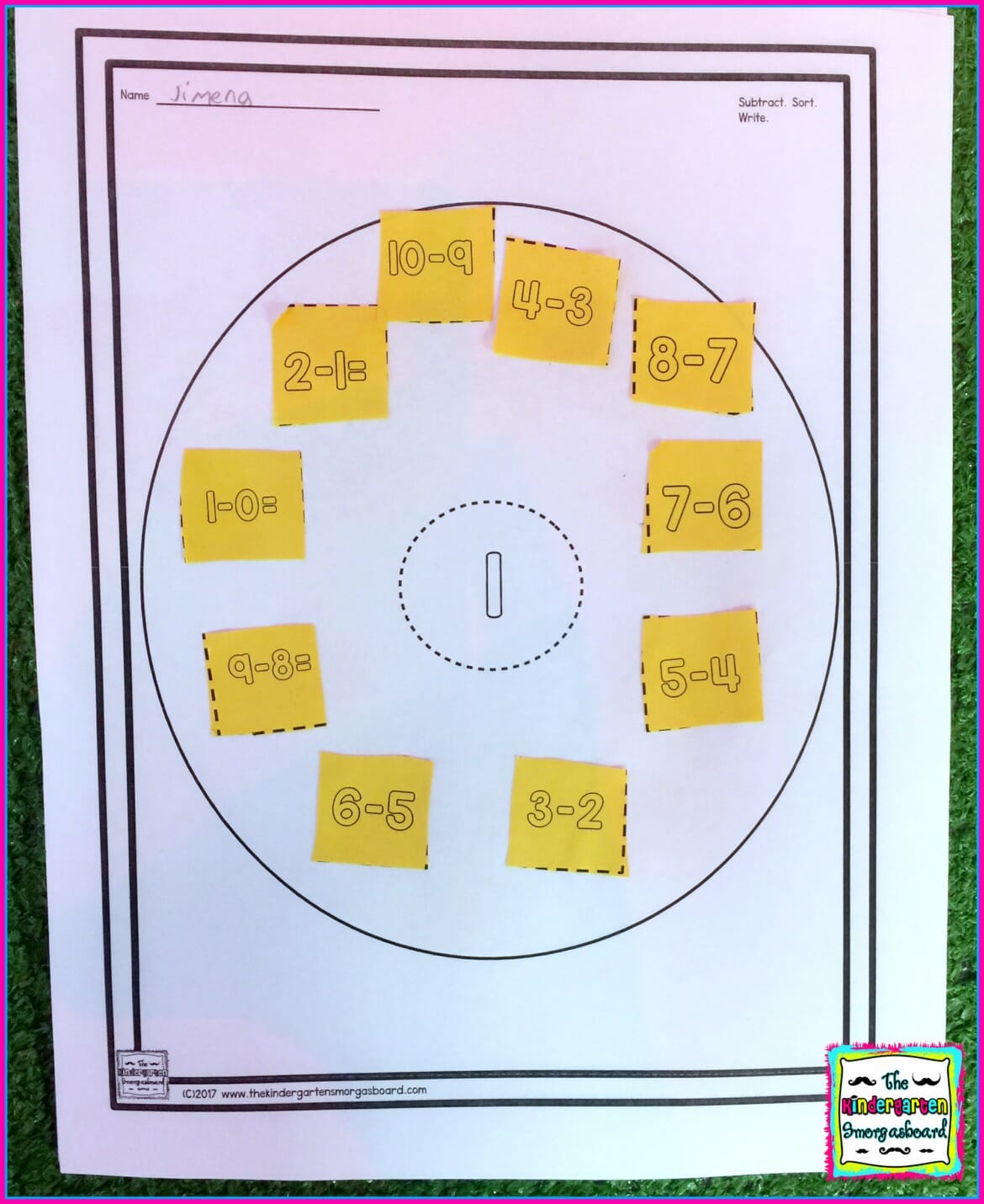 student circle charts subtraction – The Kindergarten Smorgasboard