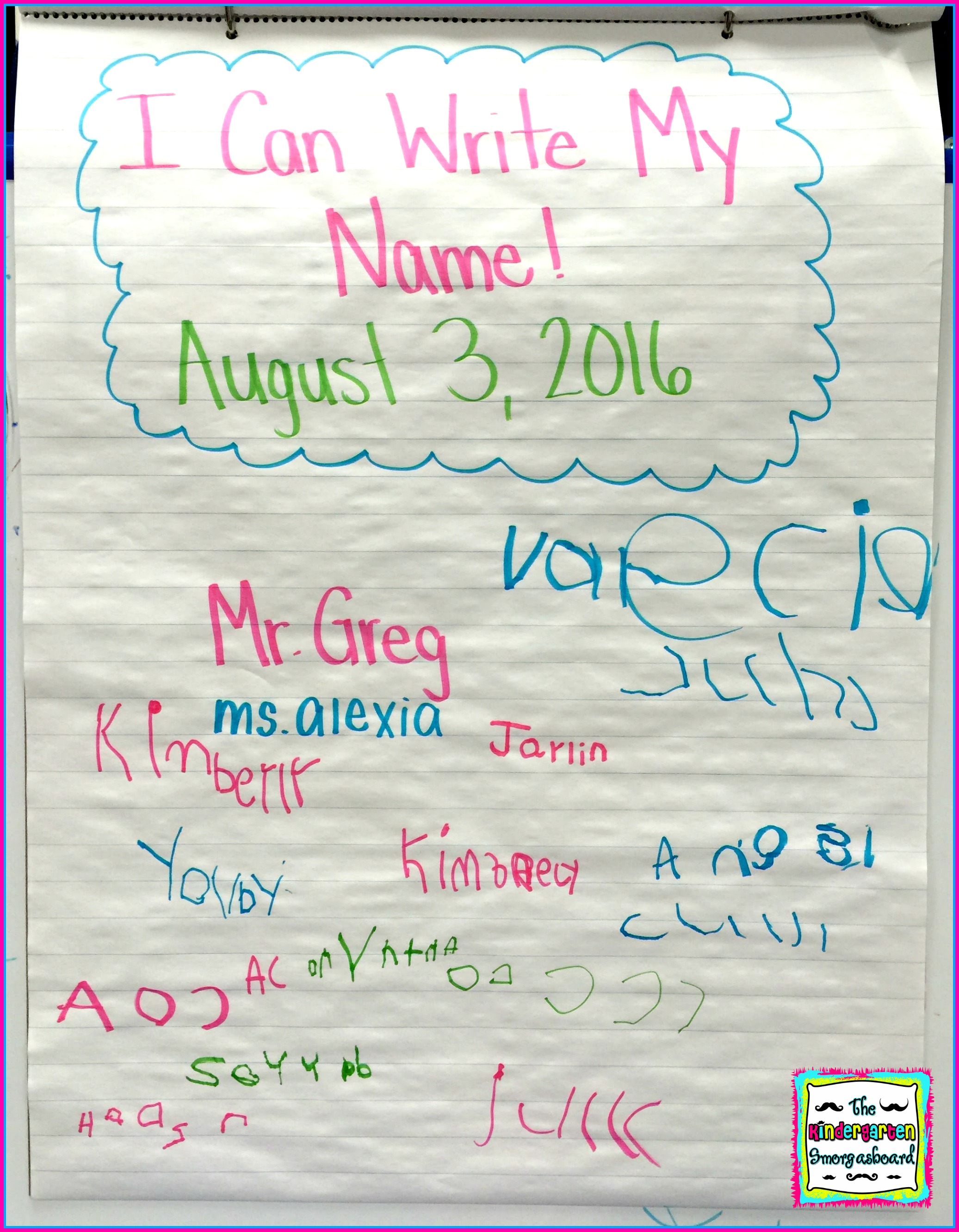 name writing chart – The Kindergarten Smorgasboard