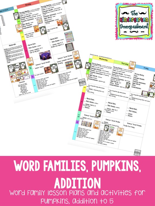 Pumpkin Research Project, Word Families, Addition: Schedulin’ Sunday ...