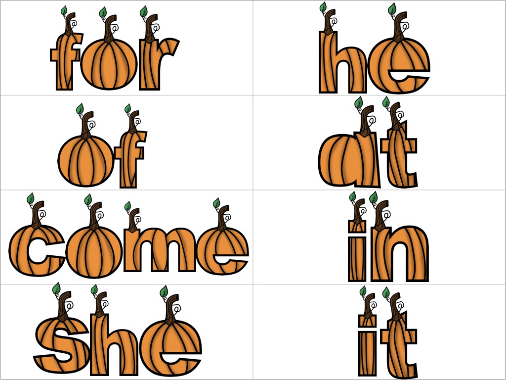 Fall Sight Words – The Kindergarten Smorgasboard