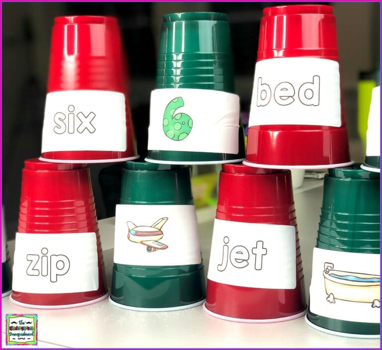 CVC Word Activities: Cup Stacking – The Kindergarten Smorgasboard