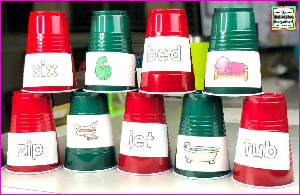 CVC Word Activities: Cup Stacking – The Kindergarten Smorgasboard