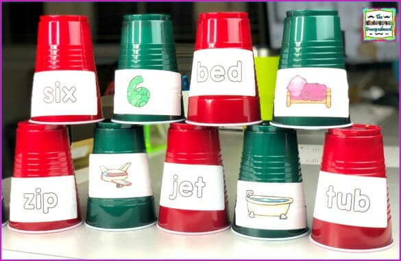 CVC Word Activities: Cup Stacking – The Kindergarten Smorgasboard