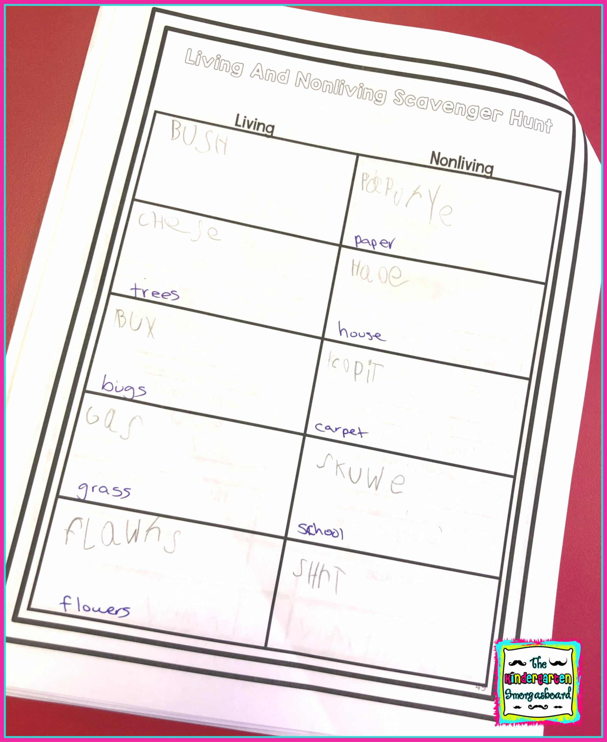 living and non living scavenger hunt – The Kindergarten Smorgasboard