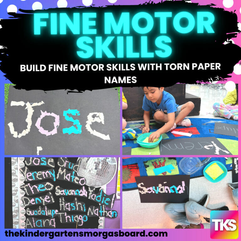 Fine Motor Skills: Torn Paper Names – The Kindergarten Smorgasboard