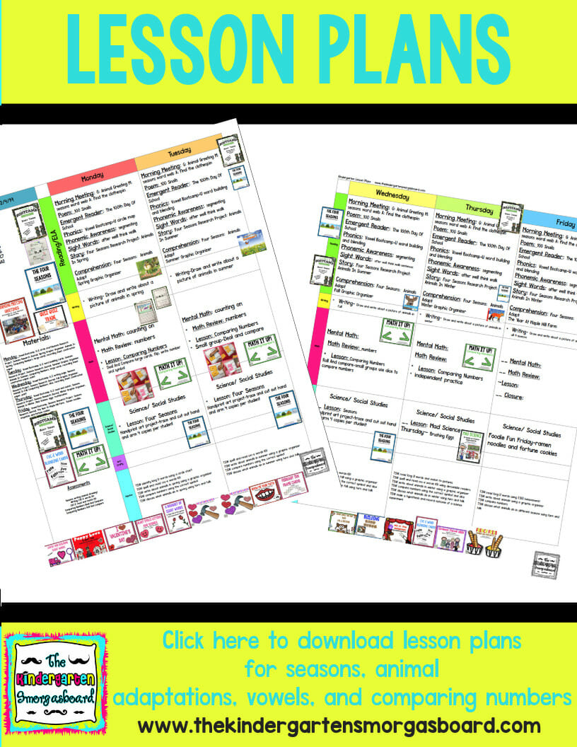 Animal Adaptations And Seasons: Schedulin Sunday – The Kindergarten ...