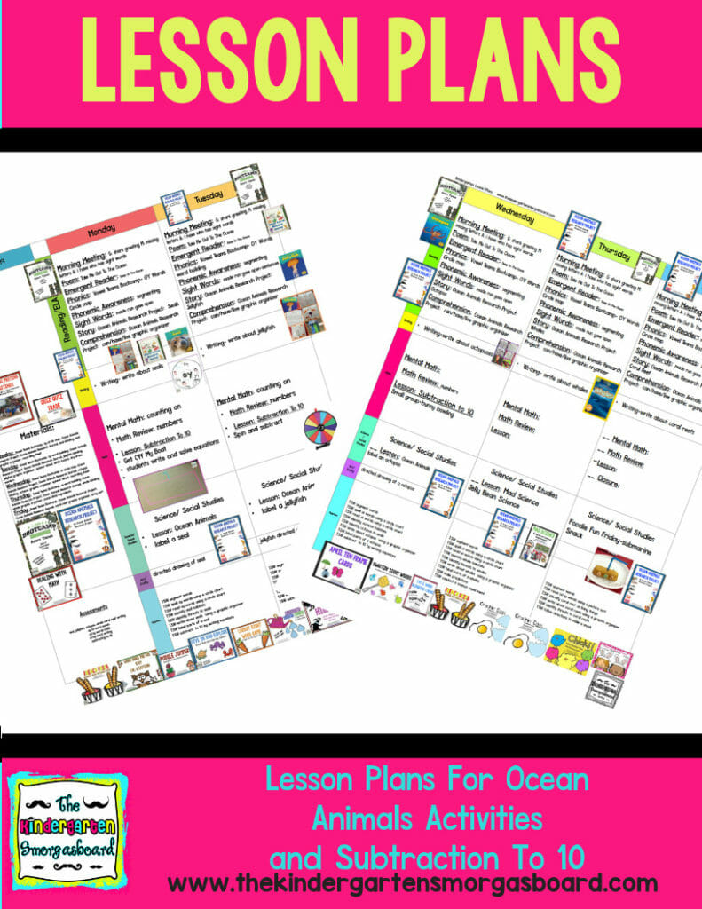 Ocean Animals: Schedulin Sunday | The Kindergarten Smorgasboard