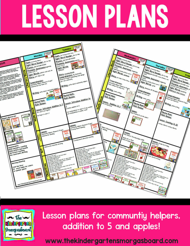 Community Helpers: Schedulin Sunday – The Kindergarten Smorgasboard