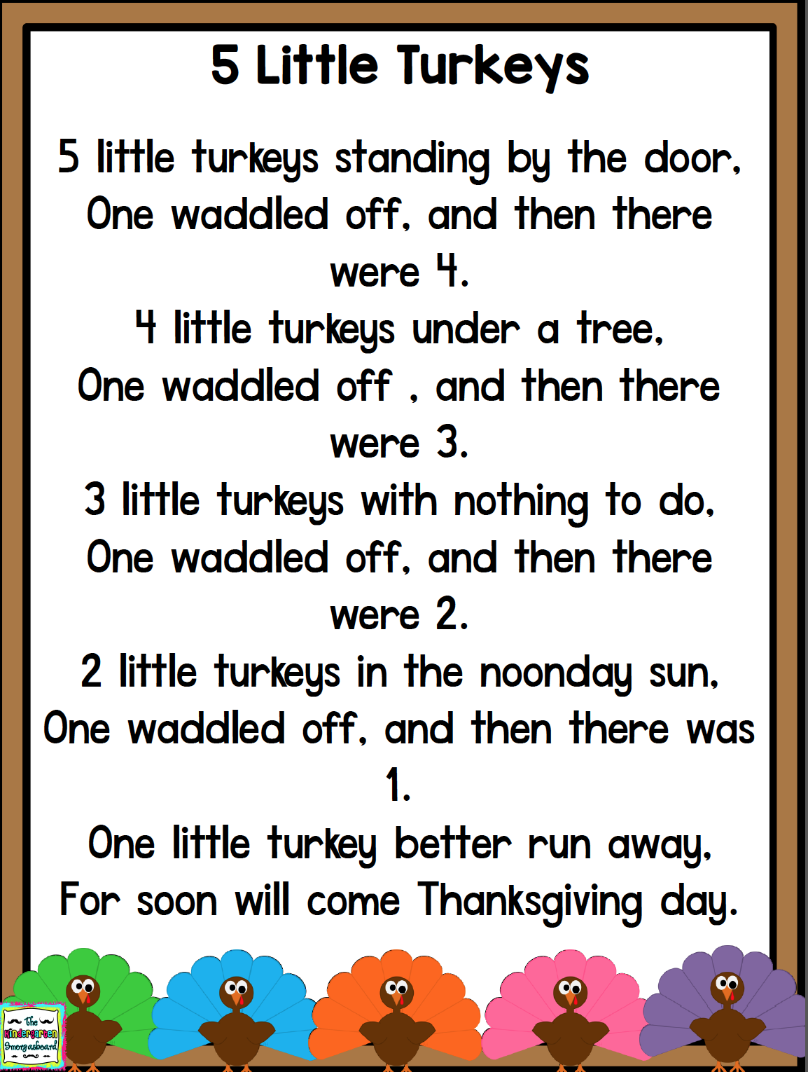 Turkeys: Schedulin’ Sunday – The Kindergarten Smorgasboard
