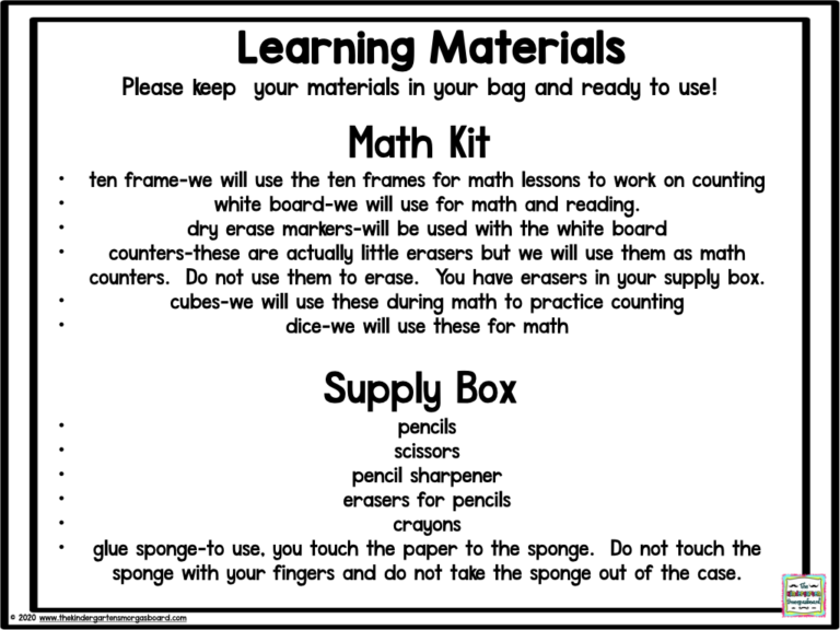 Virtual Learning Supply Kit – The Kindergarten Smorgasboard