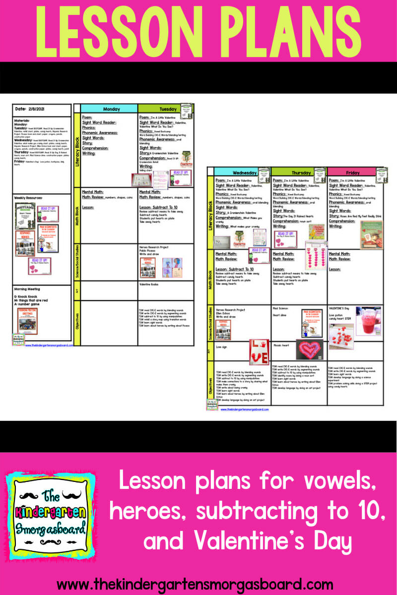 Schedulin Sunday: Valentine’s Day And Subtraction – The Kindergarten ...