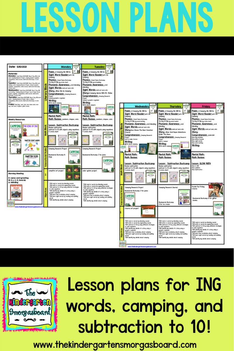 Schedulin Sunday: Camping And Subtraction Bootcamp – The Kindergarten ...