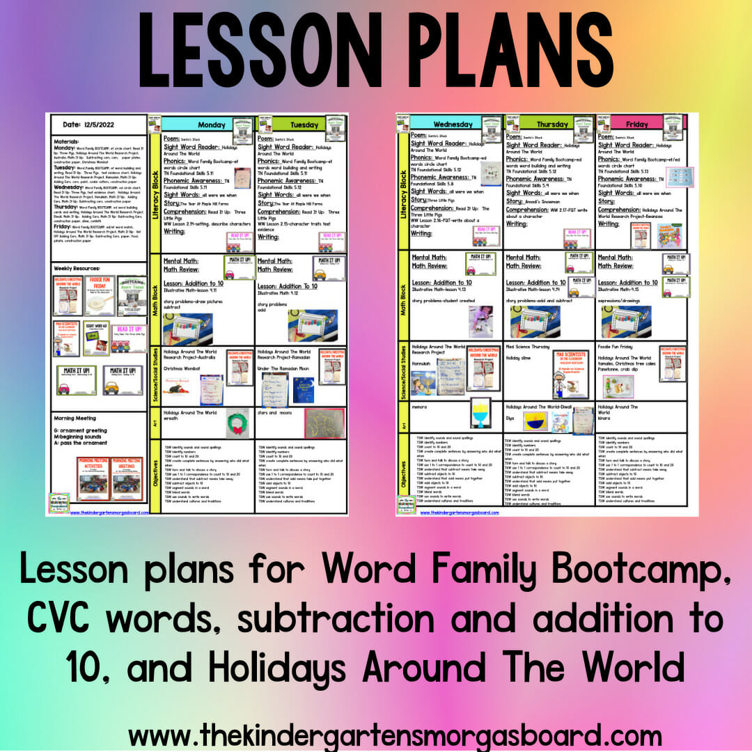 Schedulin Sunday: Addition And Subtraction To 10, CVC Words, And ...