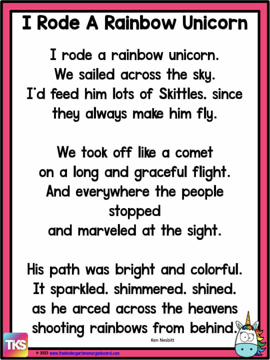 i-rode-a-rainbow-unicorn-poem.001 – The Kindergarten Smorgasboard